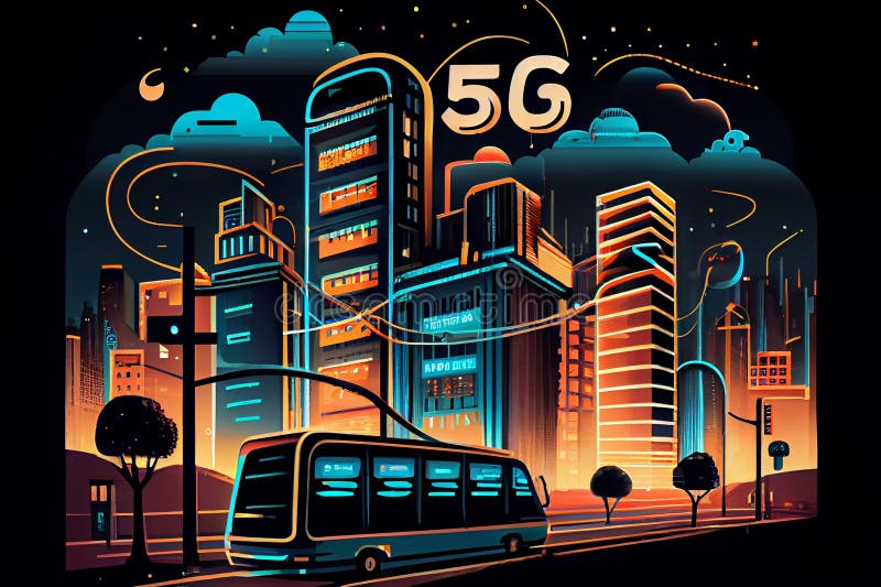 5G Network Wireless Internet Wi-fi Connection Stock Illustration ...