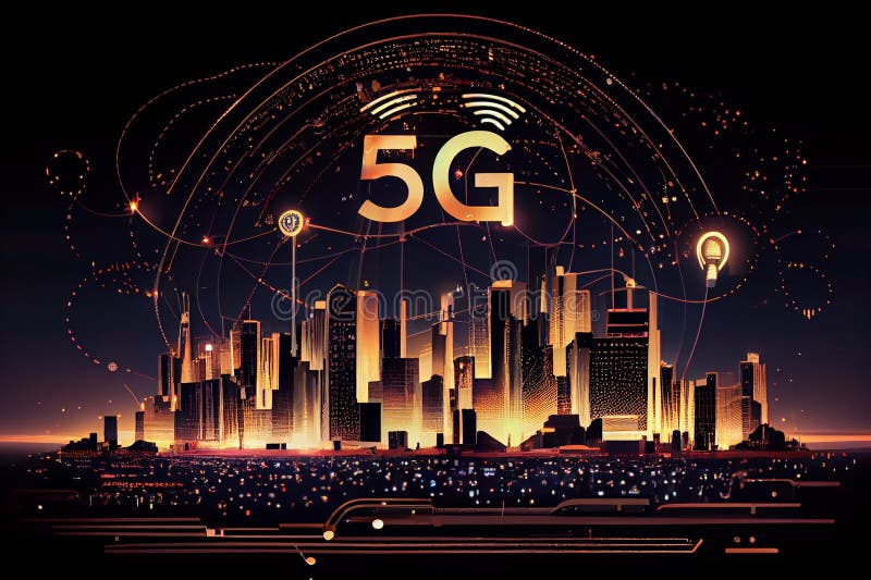 5G Network Wireless Internet Wi-fi Connection Stock Illustration ...