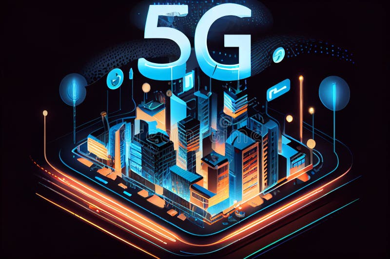 5G Network Wireless Internet Wi-fi Connection Stock Illustration ...