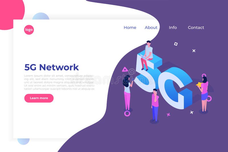 5G Network Wireless Systems, High-speed Mobile Internet Isometric ...