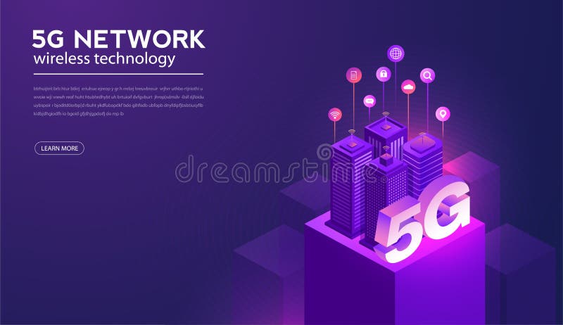 5G Network Wireless Technology Vector Illustration. High-speed Mobile ...