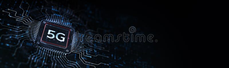 5G Next-Generation Mobile Connectivity Illustrated on a Processor ...