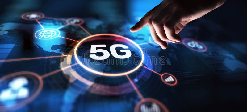 5G Next-Generation Mobile Connectivity, Projection on a Virtual Screen ...