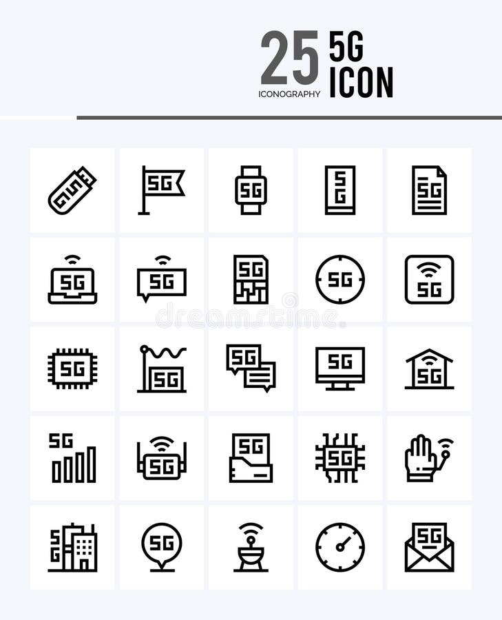 25 5G Outline Icons Pack Vector Illustration Stock Vector ...
