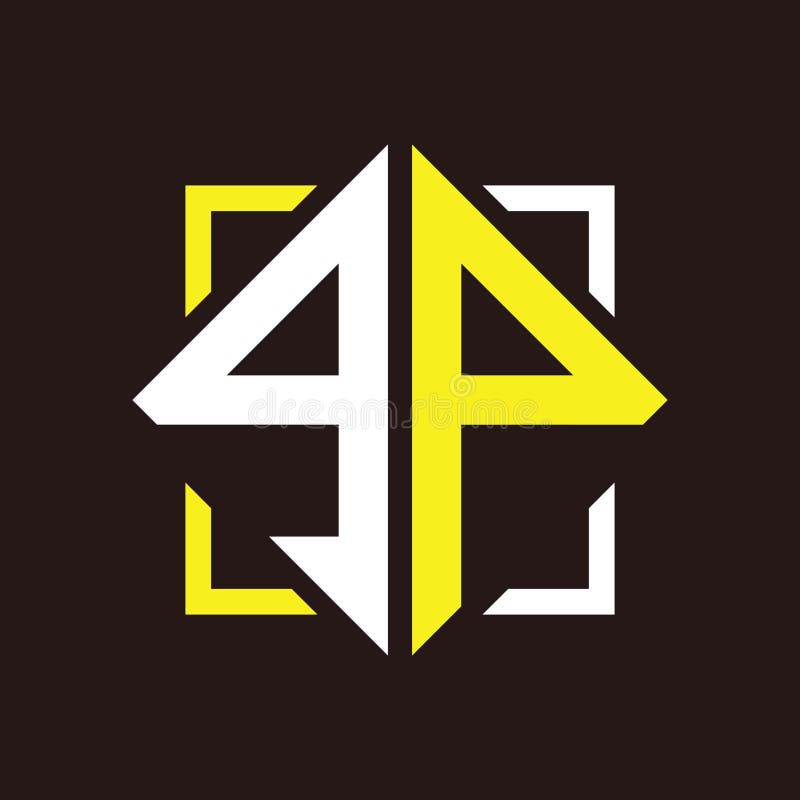 G P Initials Quadrangle Monogram with Square Stock Vector ...