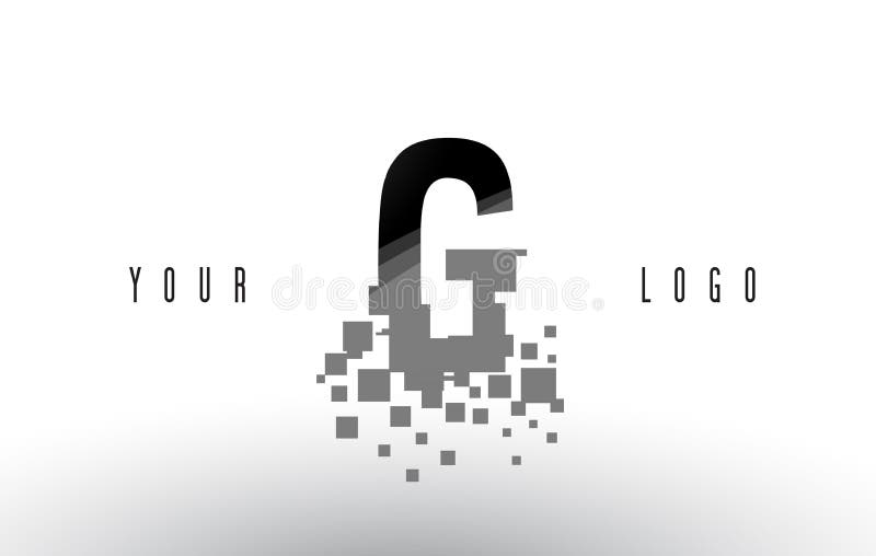 G Pixel Letter Logo with Digital Shattered Black Squares Stock Vector ...