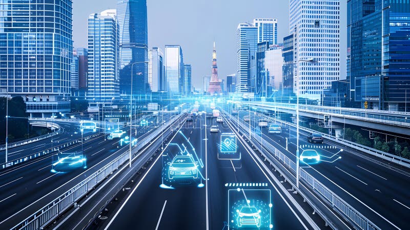 Powered Smart City a Connected Urban Environment Stock Illustration ...