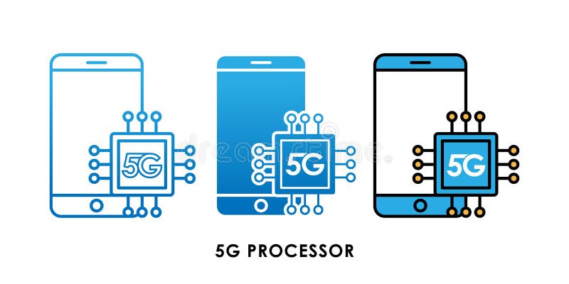 5G Processor Icon Logo Vector Illustration. 5G CPU Engine Vector ...