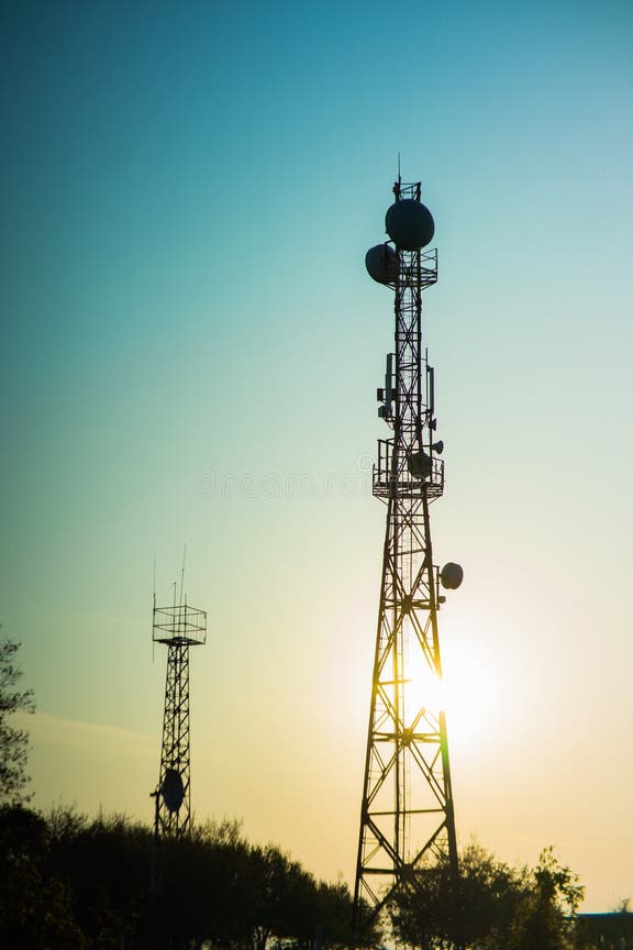 5G Radio Transmitting Tower with Antennas for Coverage Stock Image ...
