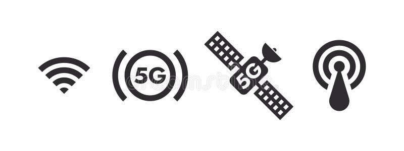 5G Satellite Internet. 5G Network. Wireless Connectivity Icons Stock ...