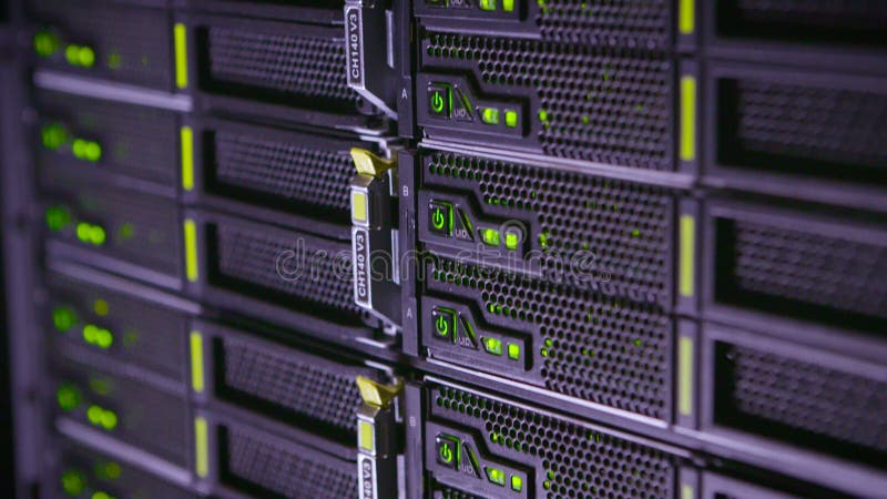 Server Rack Revealing Complex Electronic Components Stock Video - Video ...