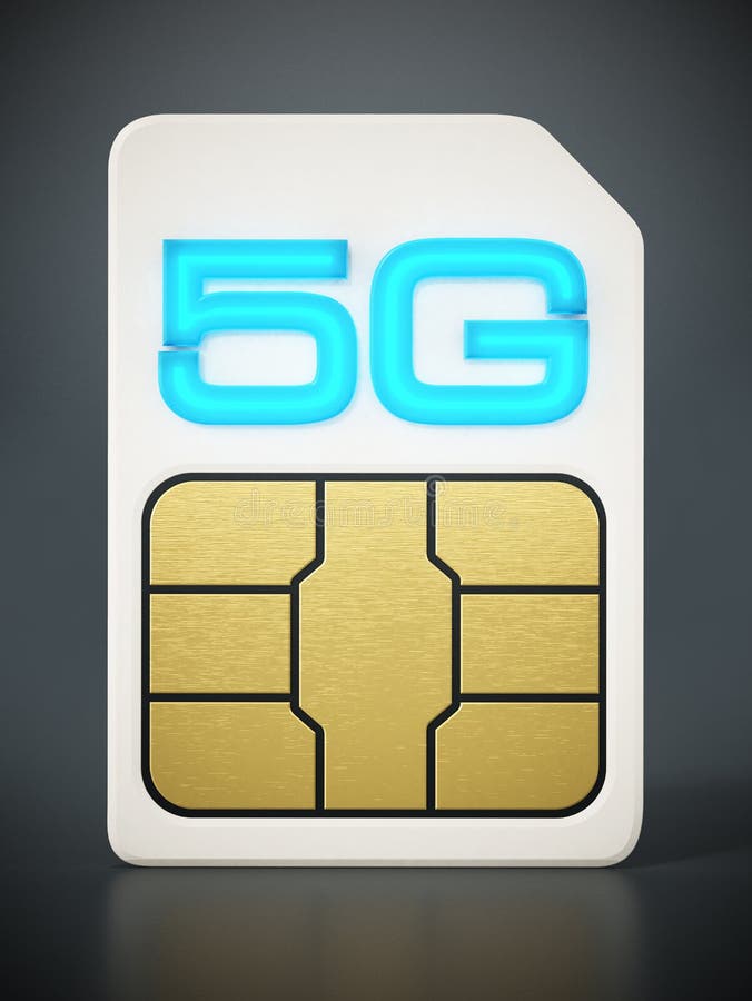 5g SIM Card on Gray Background. 3D Illustration Stock Illustration ...