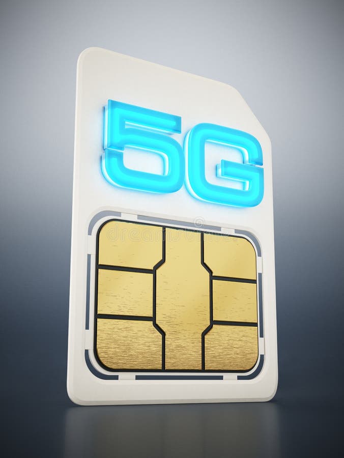 5g SIM Card on Gray Background. 3D Illustration Stock Illustration ...