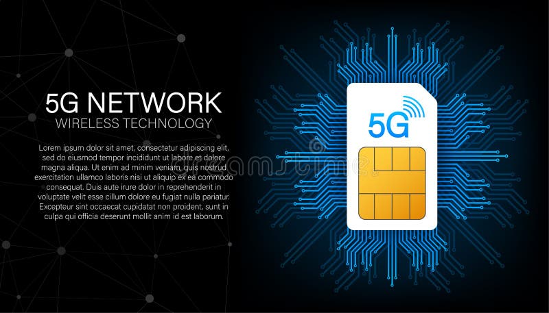 5G Sim Card. Mobile Telecommunications Technology Symbol Stock Vector ...