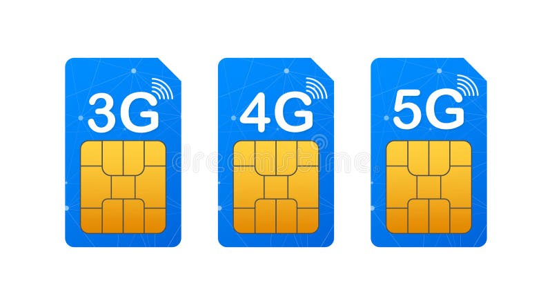3G 4G 5G Sim Card. Mobile Telecommunications Technology Symbol Stock ...