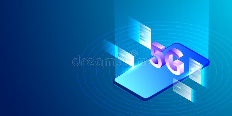 5G Smartphone Networks Technology Isometric Concept. Vector ...