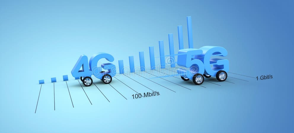 4G and 5G speed comparison stock illustration. Illustration of future ...
