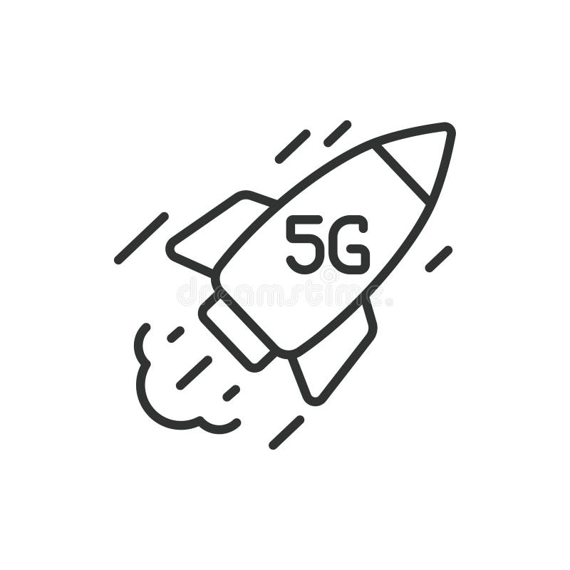 5g Speed Rocket Icon Line Design. 5g, Fast, Rocket, Icon, Mobile ...