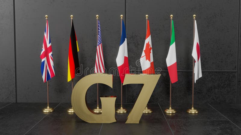 G7 Summit. Flags of Members of G7 Group of Seven and List of Countries ...