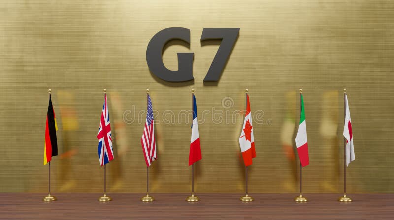G7 Summit. Flags of Members of G7 Group of Seven and List of Countries ...