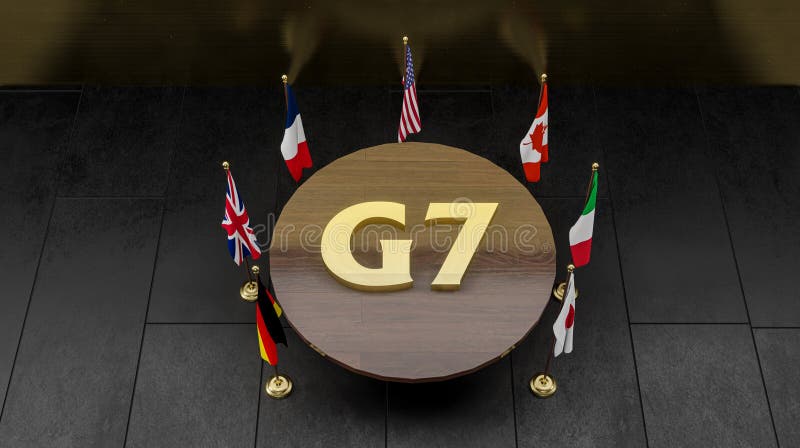G7 Summit Flags Isolated Icons. Group of Seven Vector Flags Symbol ...