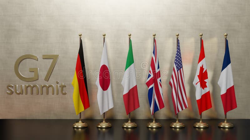 G7 Summit. Flags of Members of G7 Group of Seven and List of Countries ...