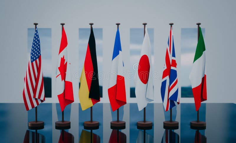 G7 Summit. Flags of Members of G7 Group of Seven and List of Countries ...