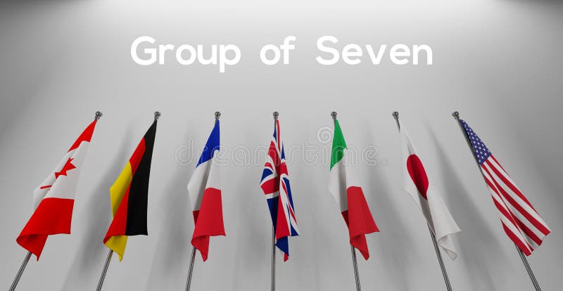 G7 Summit. Flags of Members of G7 Group of Seven and List of Countries ...