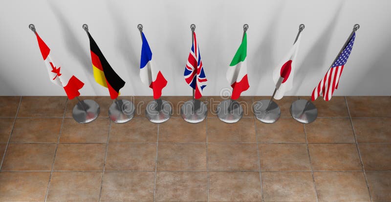 G7 Summit. Flags of Members of G7 Group of Seven and List of Countries ...