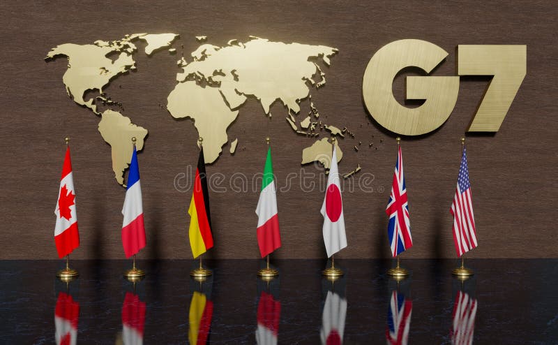 G7 Summit. Flags of Members of G7 Group of Seven and List of Countries ...