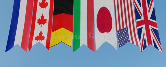G7 Summit. Flags of Members of G7 Group of Seven and List of Countries ...