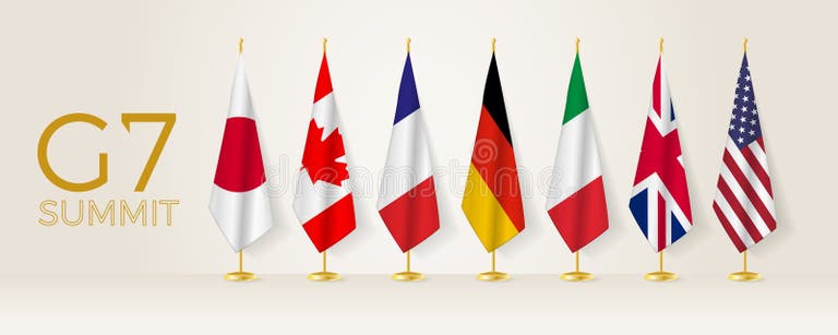 G7 Summit Members Flags, Flags of Summit in Row Stock Vector ...