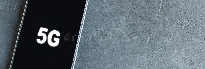 5g Symbol on a Black Smartphone Screen. Global High-speed Network Stock ...