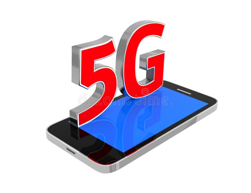 5G Symbol and Smartphone on Isolated White Background. 3d Rendering ...