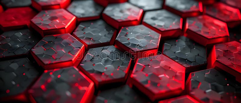 5G Tech Hexagon Grid - Red & Black Abstract. Concept Technology ...