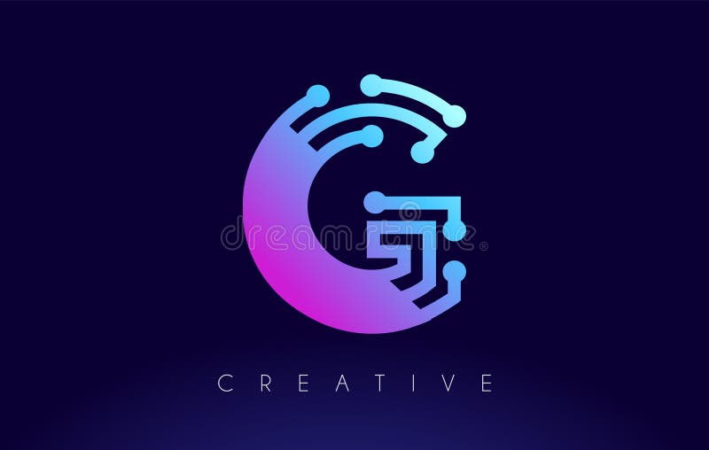 G Tech Letter Logo Concept with Connected Technology Dots Stock Vector ...
