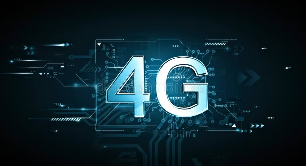 4G Technology Concept with Futuristic Digital Circuit Design Stock ...