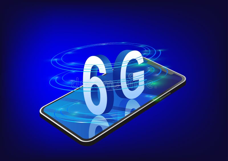 6G Technology Concept, Smartphone with the Letters 6G, Storm Frequency ...