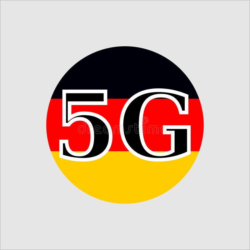5G Technology in Germany . Circle Button Icon with Flag of Germany ...