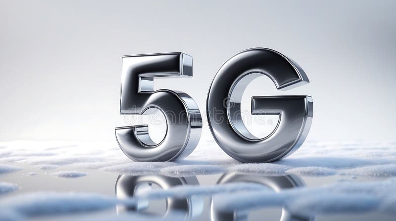 5G Technology Metallic Lettering on Water Surface for Modern ...