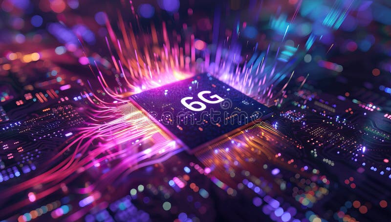 6G Technology Microchip Illuminating Vibrant Data Streams Stock ...
