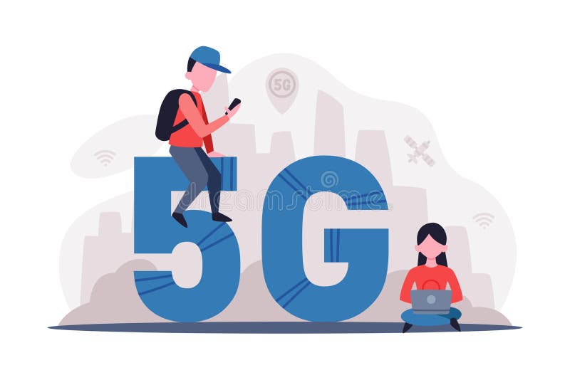5G Technology. People Using High Speed Mobile Internet for Working ...