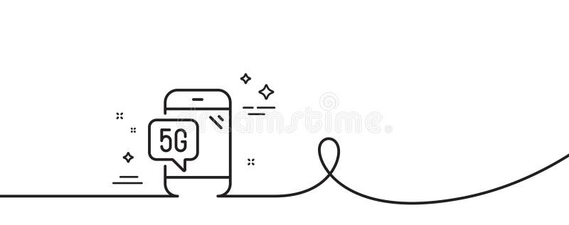 5g Technology Phone Line Icon. Wifi Wireless Network Sign. Continuous ...