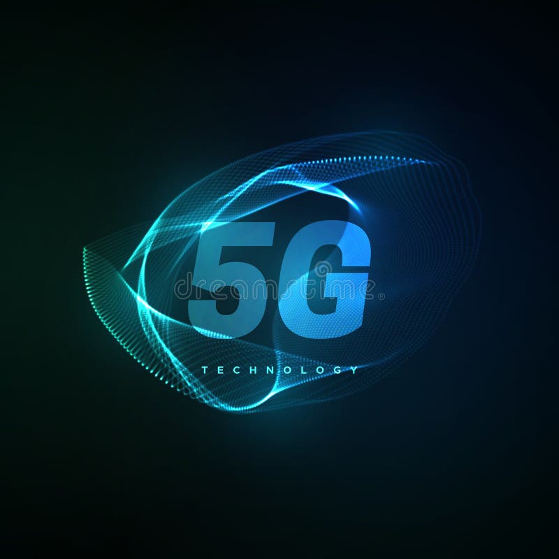5G Technology Sign with Neon Glowing Wave Stock Vector - Illustration ...