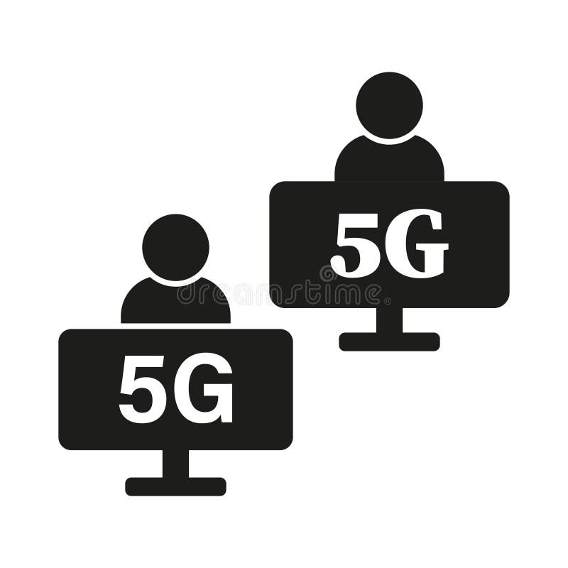 5G Technology Users. Vector Icons of People with Devices. Wireless ...
