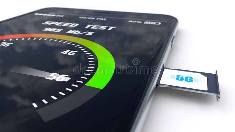 5g Telecom Network Sim Card and Internet Connection Speed Test Stock ...