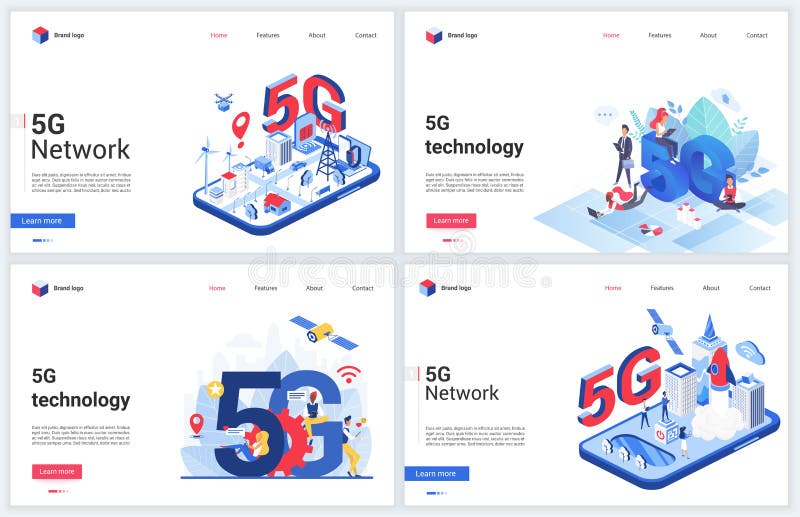 5G Telecom Network Wireless Technology Vector Illustrations with 3d ...