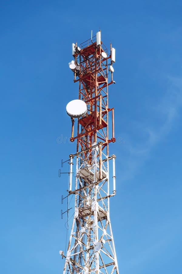 4G and 5G Telecommunications Cell Tower. Stock Photo - Image of ...