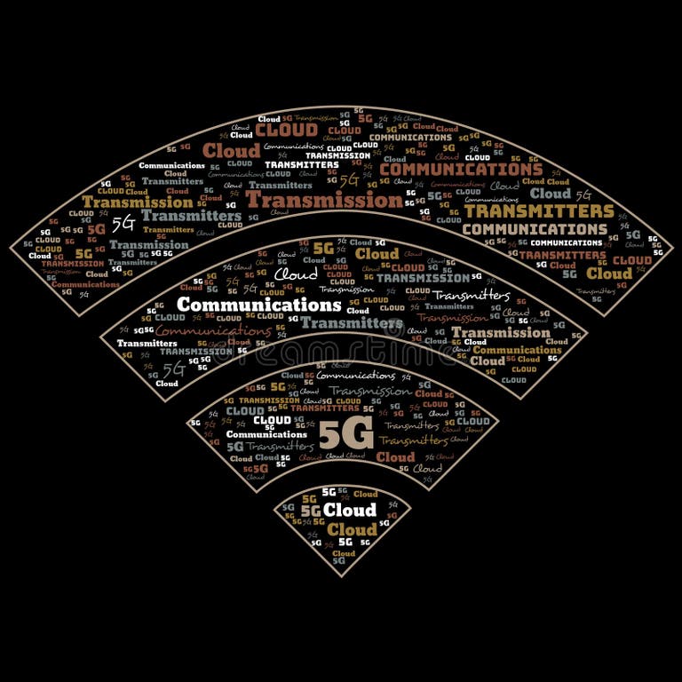 5G Telecommunications Network Words Abstract Background Illustration ...