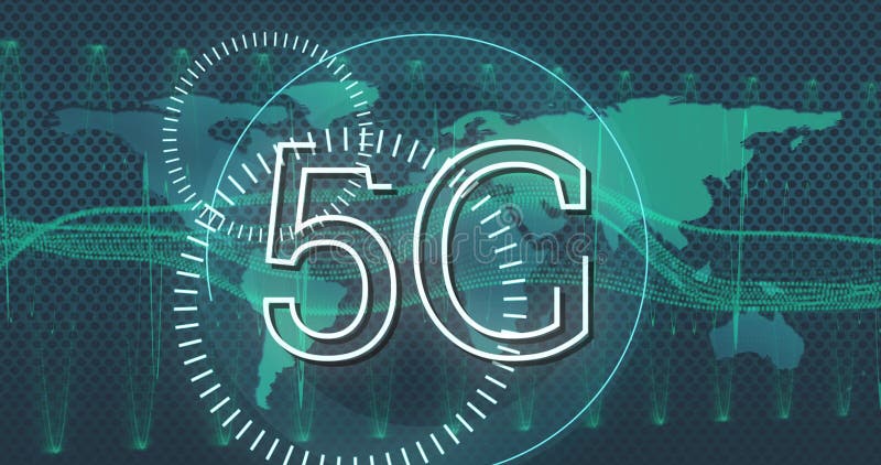 5g Text Over Round Scanners and World Map Against Digital Waves on Blue ... 5g Text Over Round Scanners and World Map Against Digital Waves on Blue ...